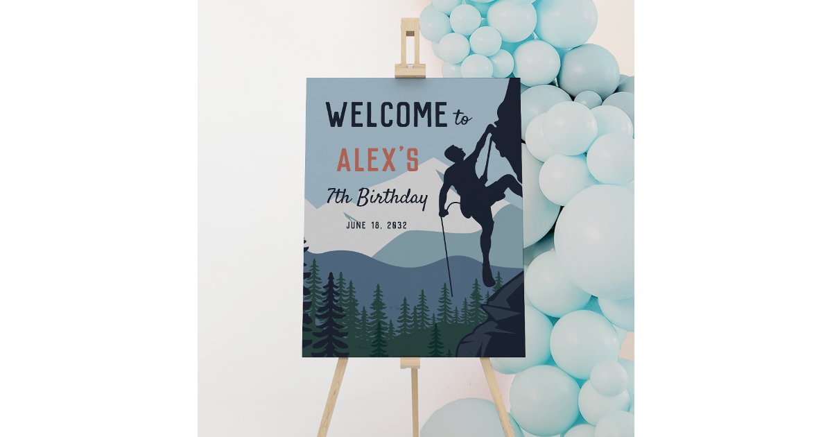 Kids Rock Climbing Birthday Party Welcome Sign | Zazzle