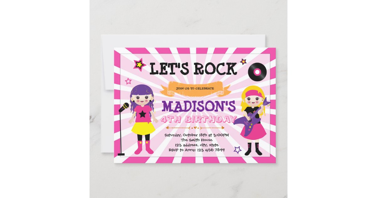 Kids rock party invitation | Zazzle