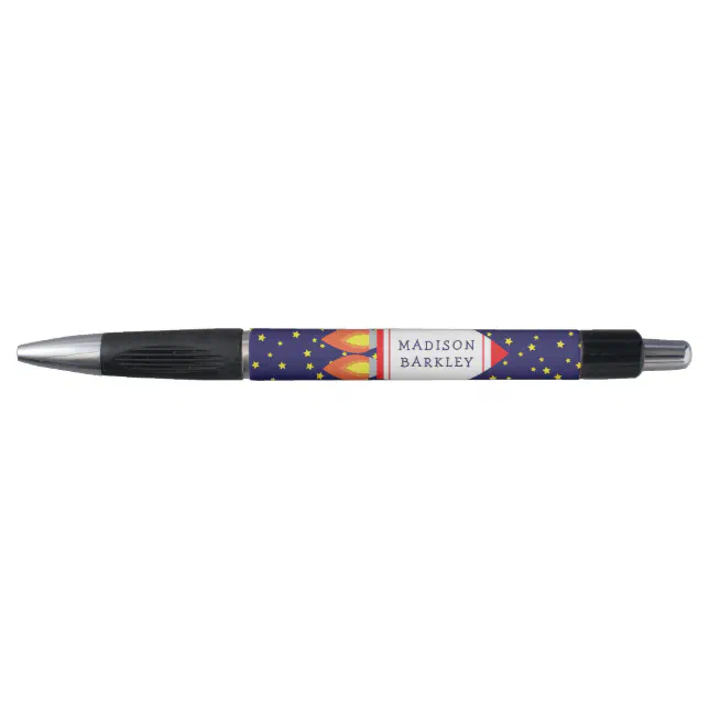 Kids Rocket Ship Cute Pens with Name | Zazzle