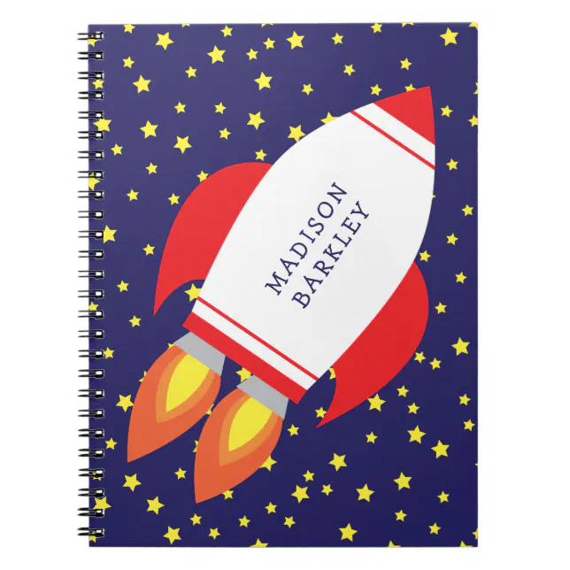 Kids Rocket Ship Outer Space Cute Notebook | Zazzle