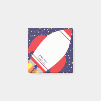 Kids Rocket Ship Outer Space Cute Post-it Notes | Zazzle