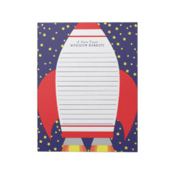 Kids Rocket Space Ship Personal Stationary Notepad | Zazzle