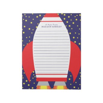 Kids Rocket Space Ship Personal Stationary Notepad | Zazzle