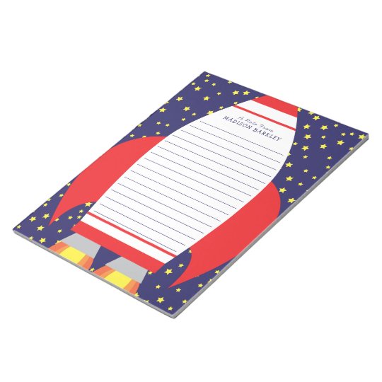 Kids Rocket Space Ship Personal Stationary Notepad | Zazzle.com