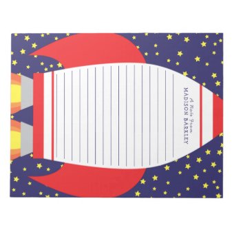 Kids Rocket Space Ship Personal Stationary Notepad | Zazzle