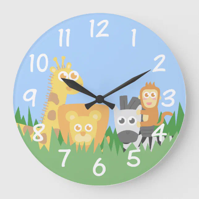 Kids Room - Safari Animals Themed Wall Clock | Zazzle