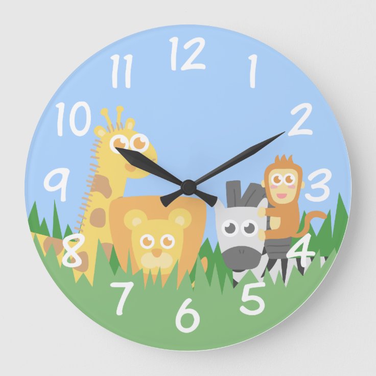 Kids Room - Safari Animals Themed Wall Clock | Zazzle