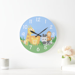 Kids Room - Safari Animals Themed Wall Clock | Zazzle