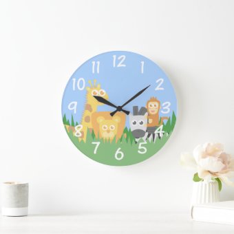 Kids Room - Safari Animals Themed Wall Clock | Zazzle