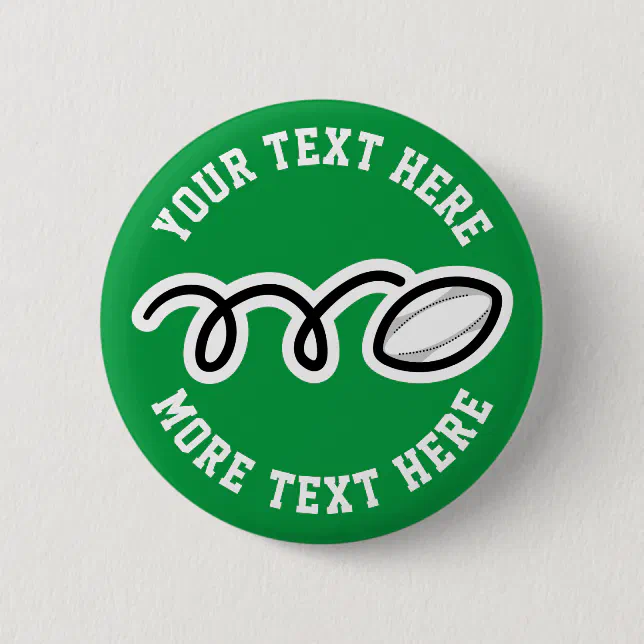 Kid's rugby Birthday party favor custom team name Button | Zazzle