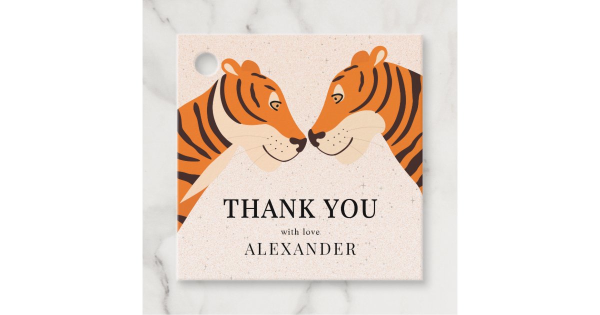 Kid's Safari Tiger Thank You Birthday Favor Tags | Zazzle