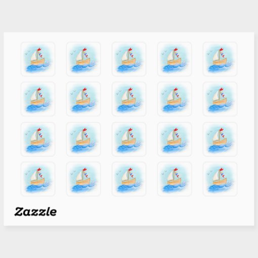 Kids sailing boat stickers | Zazzle