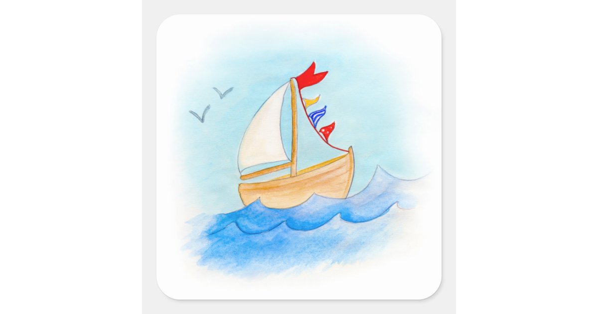 Kids sailing boat stickers | Zazzle
