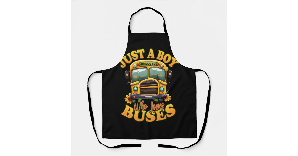 Kids School Bus Driver Costume Just A Boy Who Love Apron | Zazzle