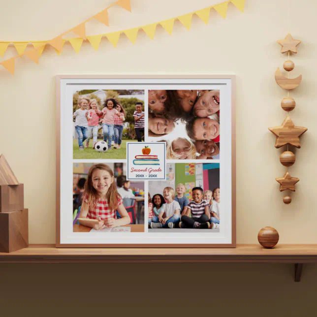 Kids School Year Keepsake 4 Photo Collage Print | Zazzle
