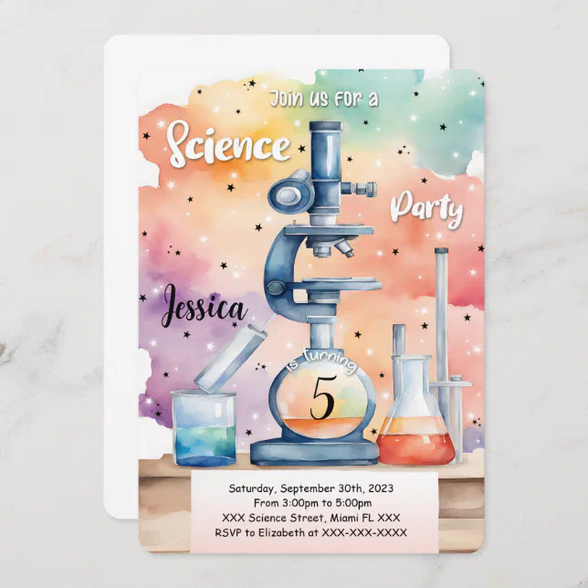 Kids Science Birthday Invitation | Zazzle