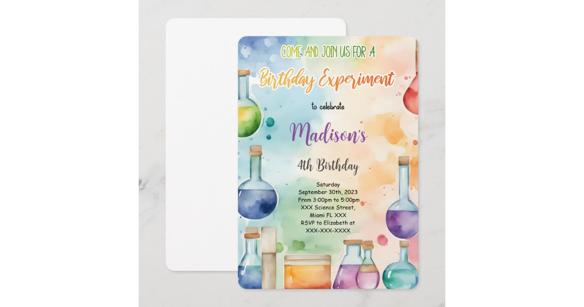 Kids Science Birthday Party Invitation | Zazzle