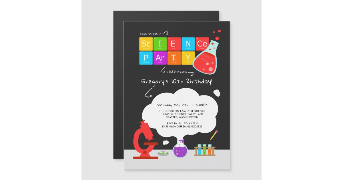 Kids Science Party Magnetic Invitation | Zazzle