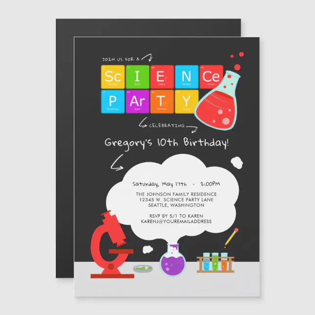 Kids Science Party Magnetic Invitation | Zazzle
