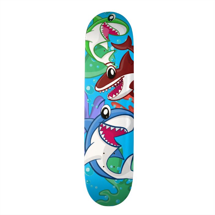 Kids Sea Life Shark Cartoon Blue Ocean Fish Skateboard | Zazzle.com