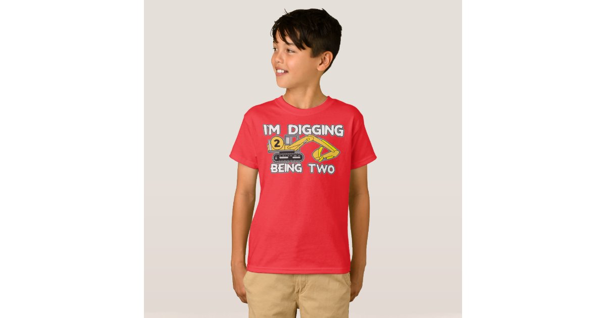 Kid's Second Birthday I'm Digging Being Two T-Shirt | Zazzle