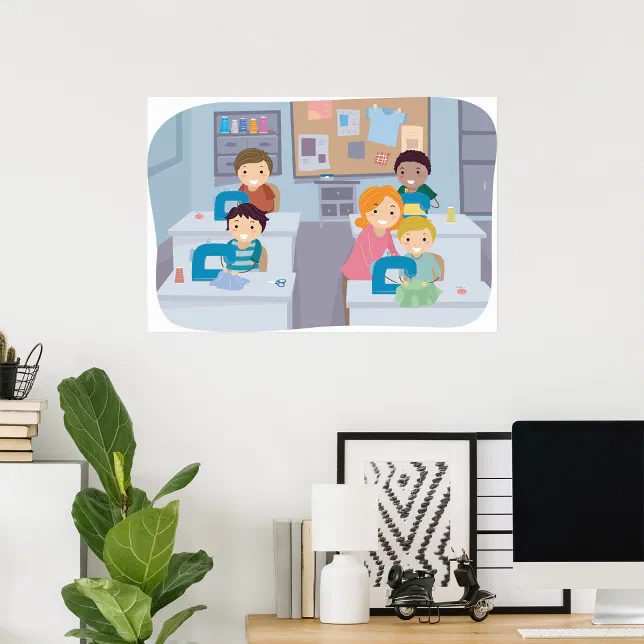 Kids Sewing Class Fun Crafting and Learning Poster | Zazzle