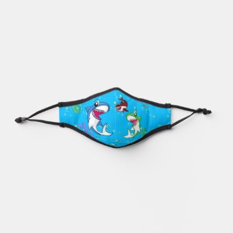 Kids Shark Cartoon Underwater Blue Sea Ocean Premium Face Mask | Zazzle