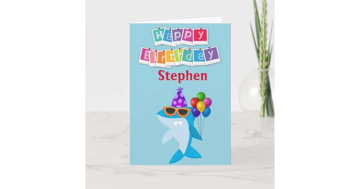 Kids Shark Personalized Custom Birthday Card | Zazzle