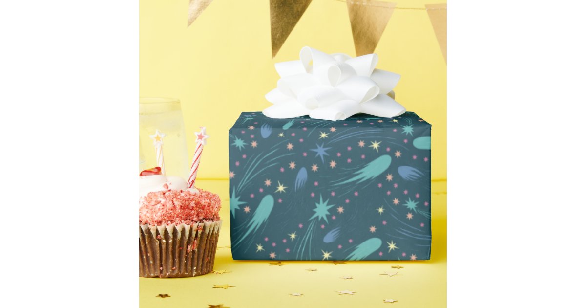 Kids Shooting Star Comet Starry Sky Starlight Wrapping Paper | Zazzle