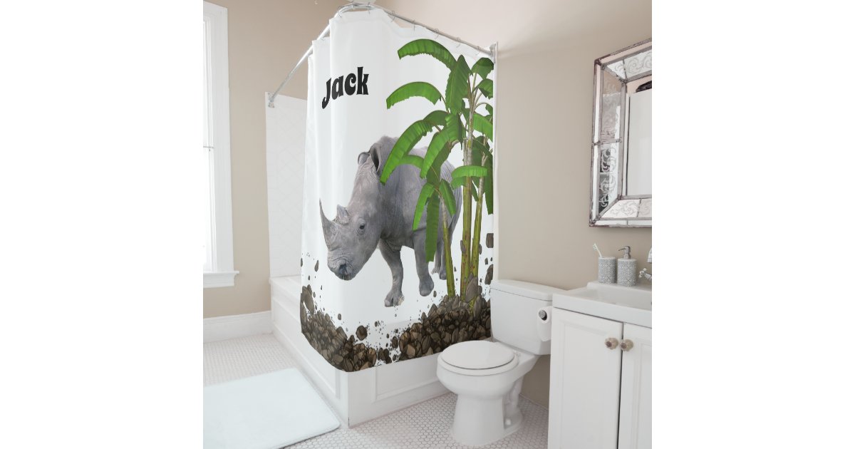 Kids Shower Curtain Rhinoceros | Zazzle