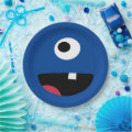 Kids Silly Monster Face Monsters Party Blue Cute Paper Plates | Zazzle