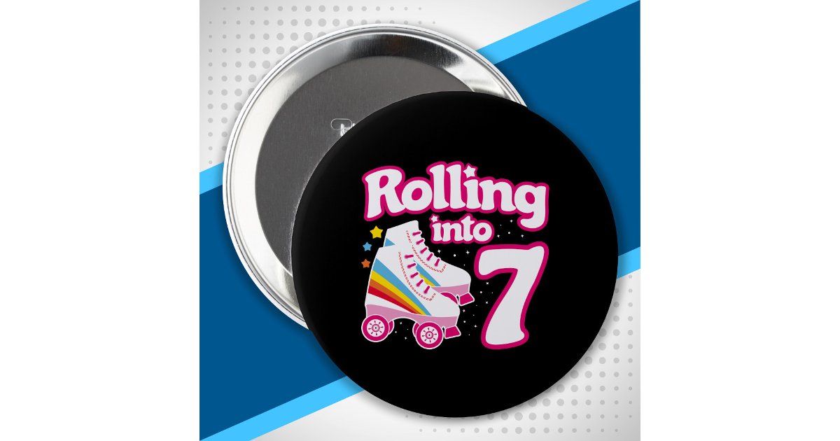 Kids Skate Party - 7th Birthday - Roller Skating Button | Zazzle