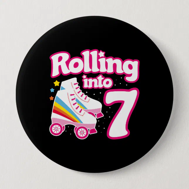 Kids Skate Party - 7th Birthday - Roller Skating Button | Zazzle