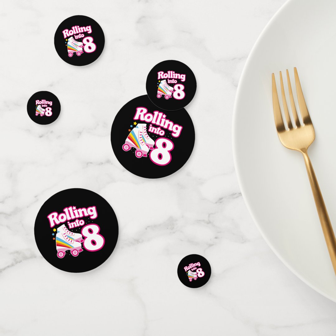 Kids Skate Party - 8th Birthday - Roller Skating Confetti | Zazzle