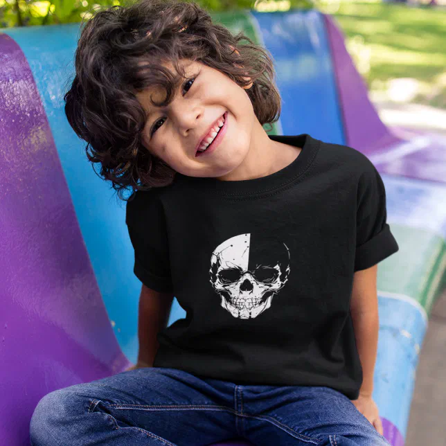 Kids Skull T Shirt - Cracked Skull Gamer Skull | Zazzle
