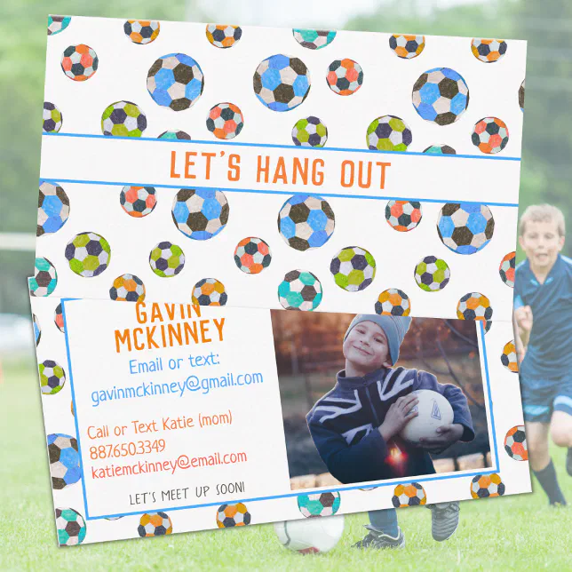 Kid's Soccer Contact Calling Card | Zazzle