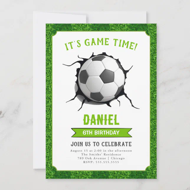 Kids Soccer Football Birthday Party Invitation | Zazzle