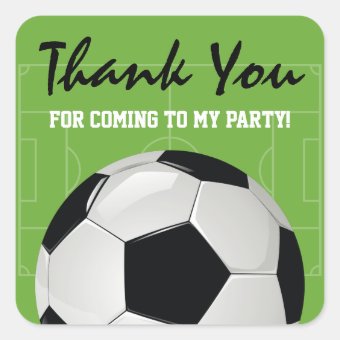 Kids Soccer Football Birthday Party Square Sticker | Zazzle