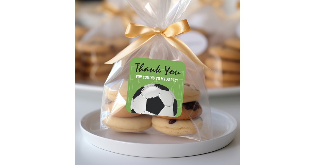 Kids Soccer Football Birthday Party Square Sticker | Zazzle