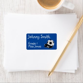 Kid's soccer football name book labels | Zazzle