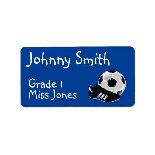Kid's soccer football name book labels | Zazzle
