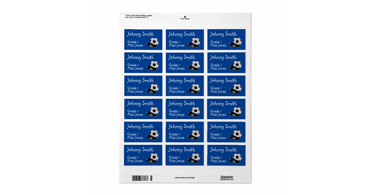 Kid's soccer football name book labels | Zazzle