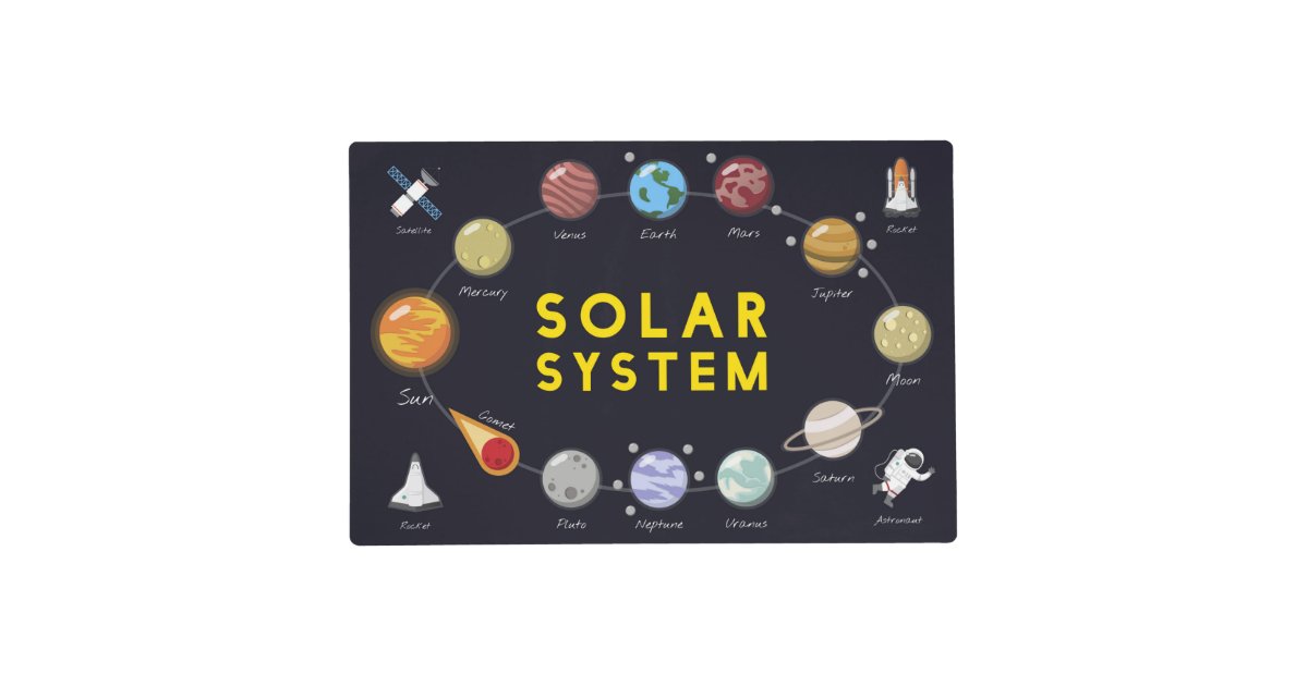 Kids Solar System Astronomy Astronaut Planets Placemat | Zazzle