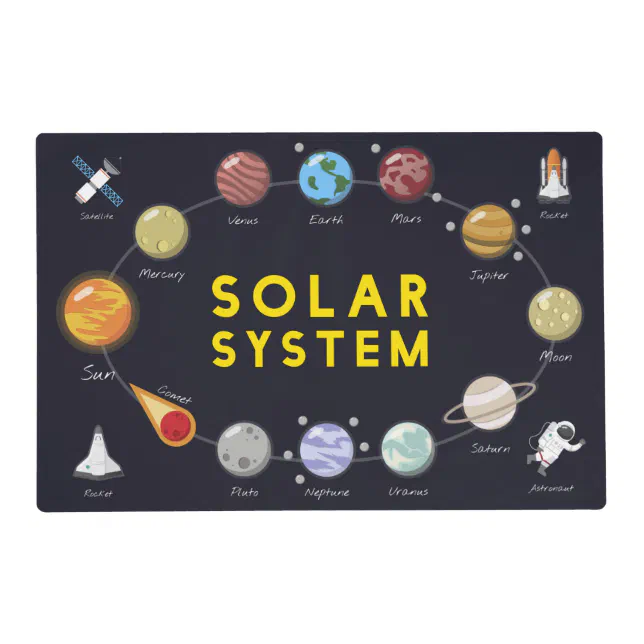 Kids Solar System Astronomy Astronaut Planets Placemat | Zazzle