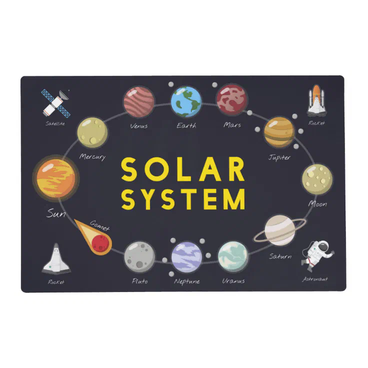 Kids Solar System Astronomy Astronaut Planets Placemat | Zazzle