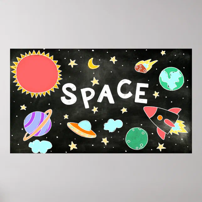 Kids Solar System Modern Graphic Space Wall Poster | Zazzle