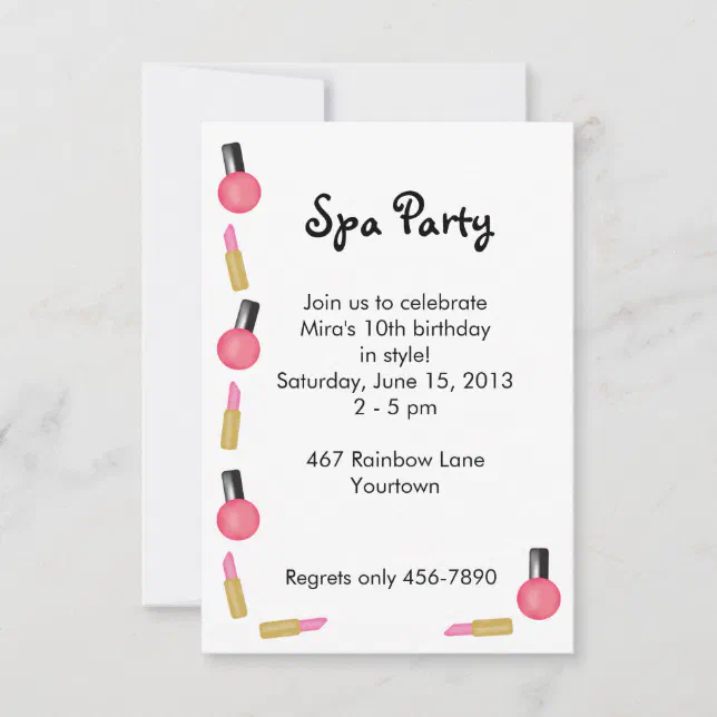 Kids Spa Party Invitation with Cosmetics | Zazzle