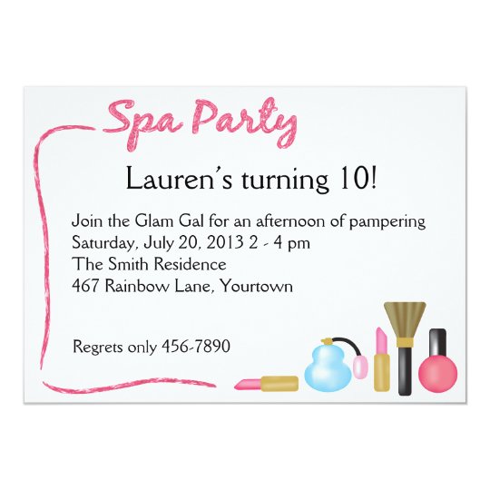 Kids Spa Party Invitation with Lipstick Border | Zazzle.com