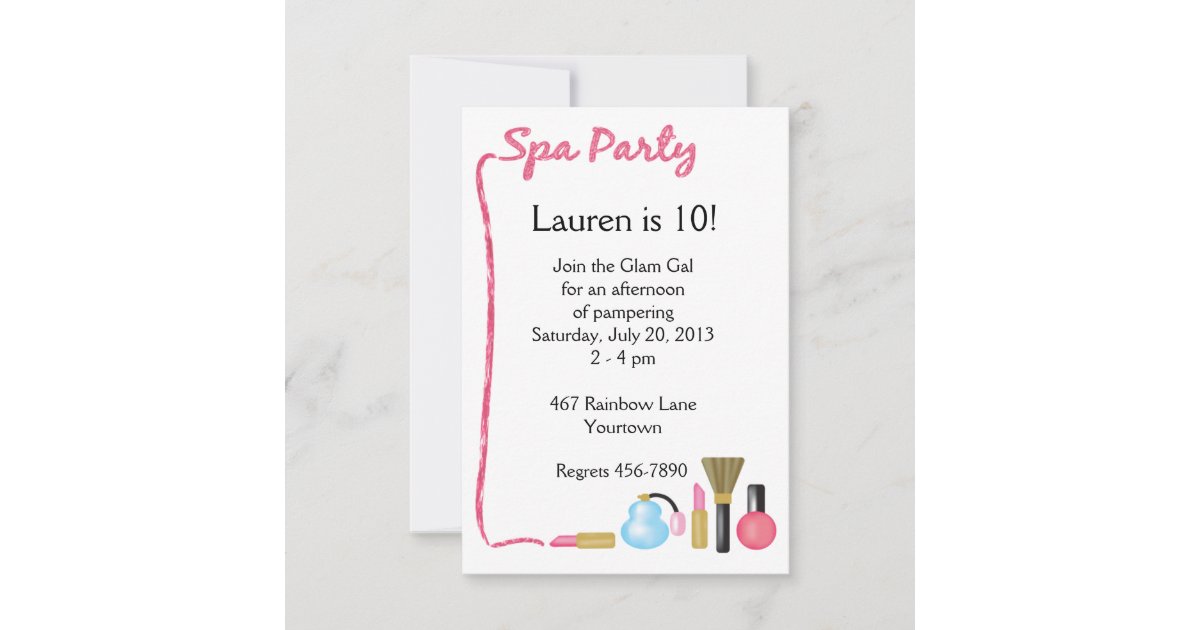 Kids Spa Party Invitations with Lipstick Border | Zazzle