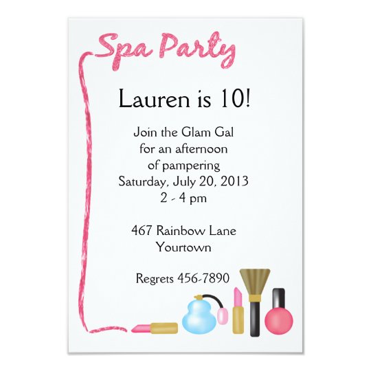 Kids Spa Party Invitations with Lipstick Border | Zazzle.com